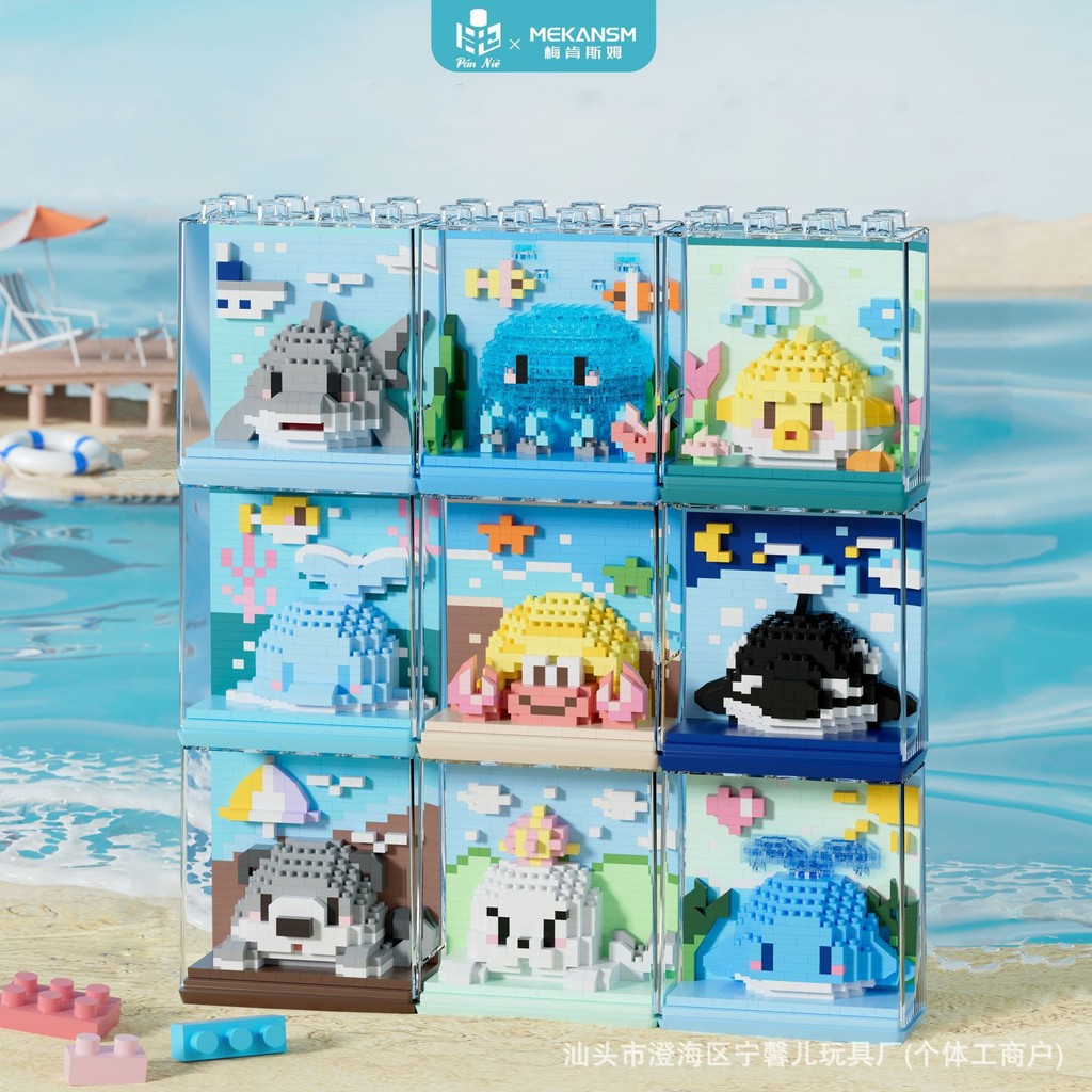 Tương thích với Lego Khối xây dựng động vật biển Cá voi xanh Cá mập ...