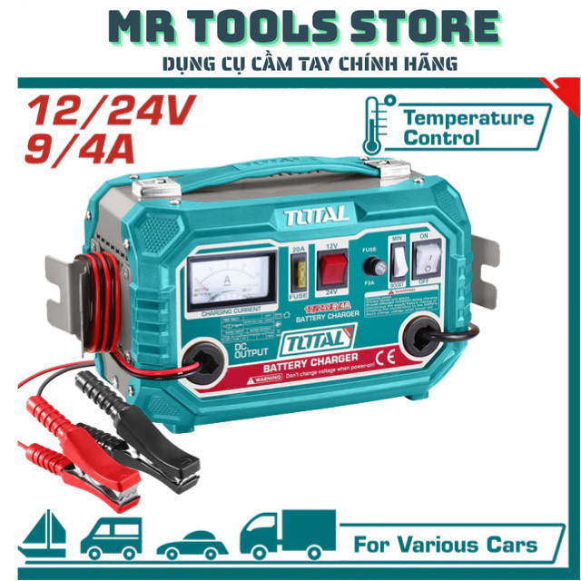 MR TOOLS Máy sạc bình ắc quy cho xe máy và ô tô 12V/24V Total TBC1601 ...