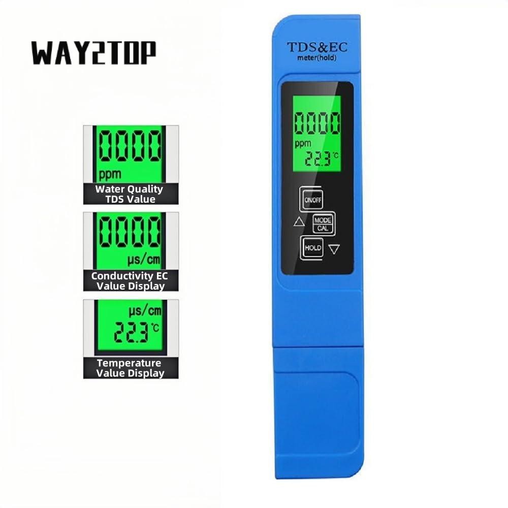 Máy đo TDS WAY2TOP, Màn hình LCD Máy kiểm tra nước cầm tay, Màn hình kỹ thuật số Máy đo PPM 3 ...