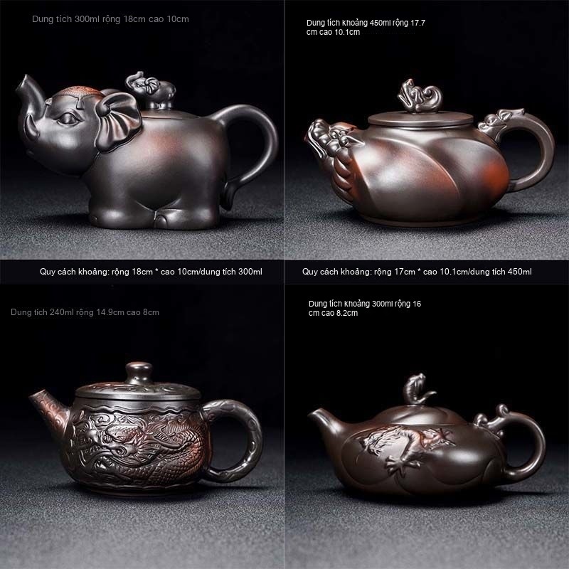 Purple Pottery Teapot Household Xishi Single Pot Jixiang Pot Embossed ...