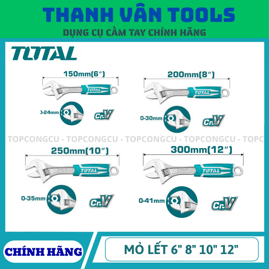 ĐỒ NGHỀ TOTAL Mỏ lết 6" 8" 10" 12" THT101066 - THT101086 - THT101106 ...