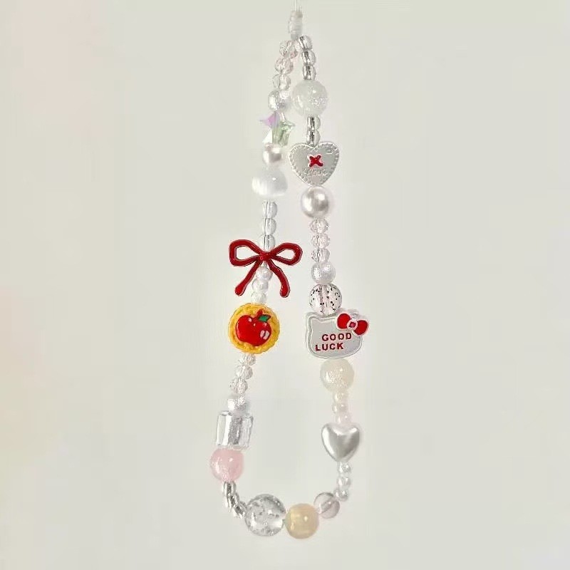 Hoạt Hình Gấu Dây Xích Điện Thoại Nữ Ngắn Trái Tim Nơ Đính Hạt Dây Xích ...