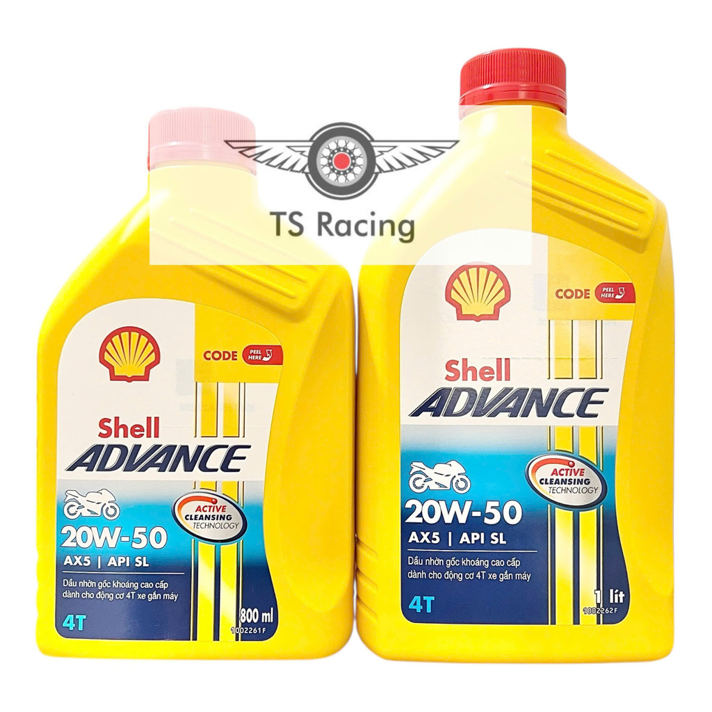 Nhớt shell advance (đỏ) ax3 20w50 0.8L 1L - xe số xe côn | Shopee Việt Nam