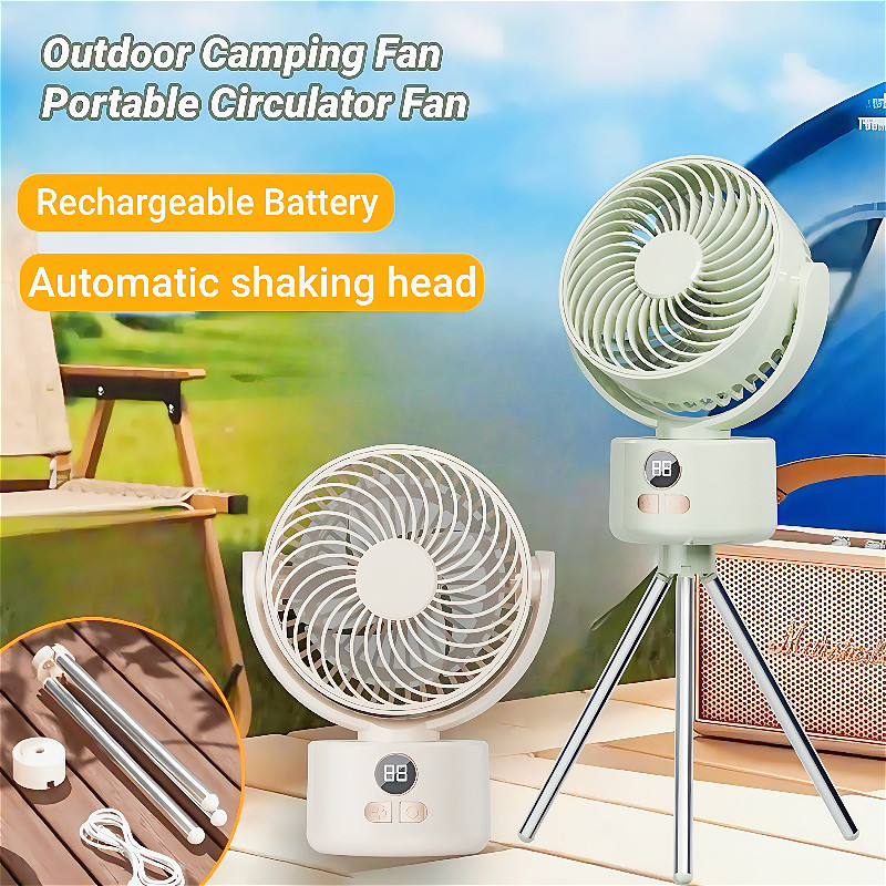 Desktop Portable Circulator Fan USB Rechargeable Camping Fan 360° Auto ...