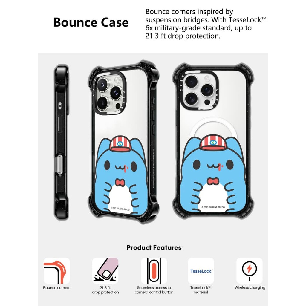 CASECASE X Bugcat Capoo Mặt Ốp Lưng Acrylic Cứng Hút Từ Tính Cho Apple IPhone 14 / 15 / 16 Pro ...