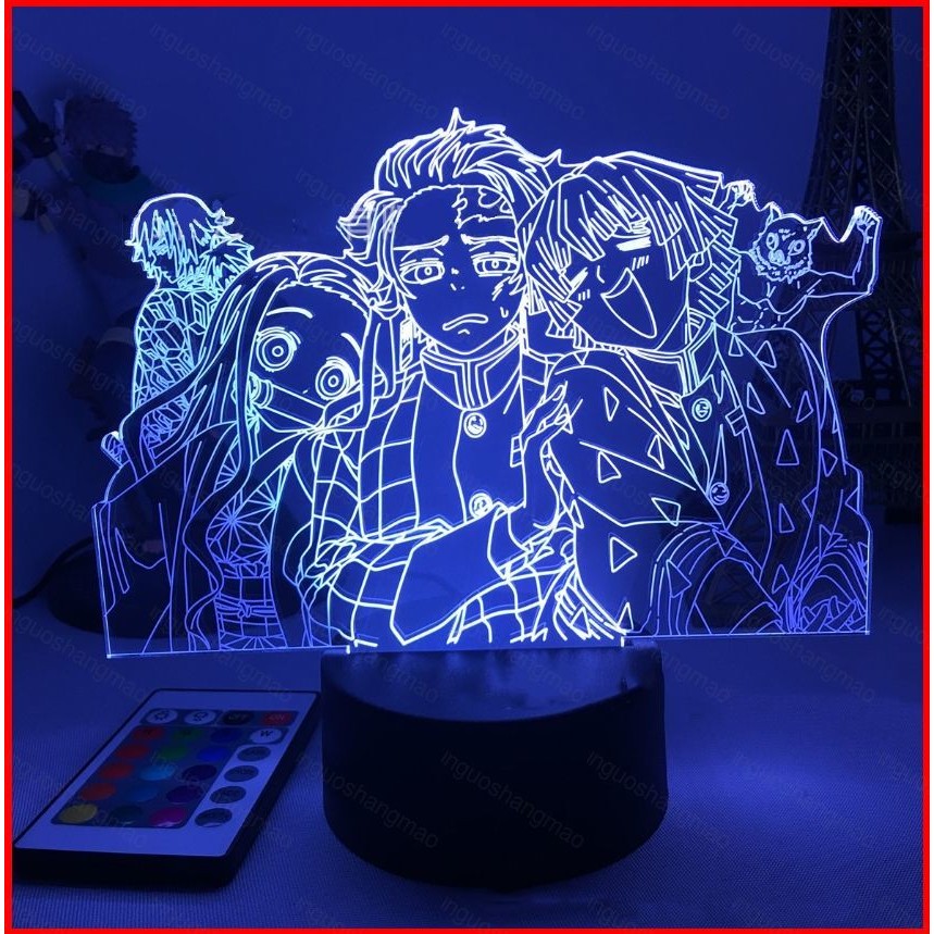 CH1 Demon Slayer Đèn Ngủ Anime 3D Đèn Cảm Ứng Từ Xa LED Sạc USB Kimetsu ...