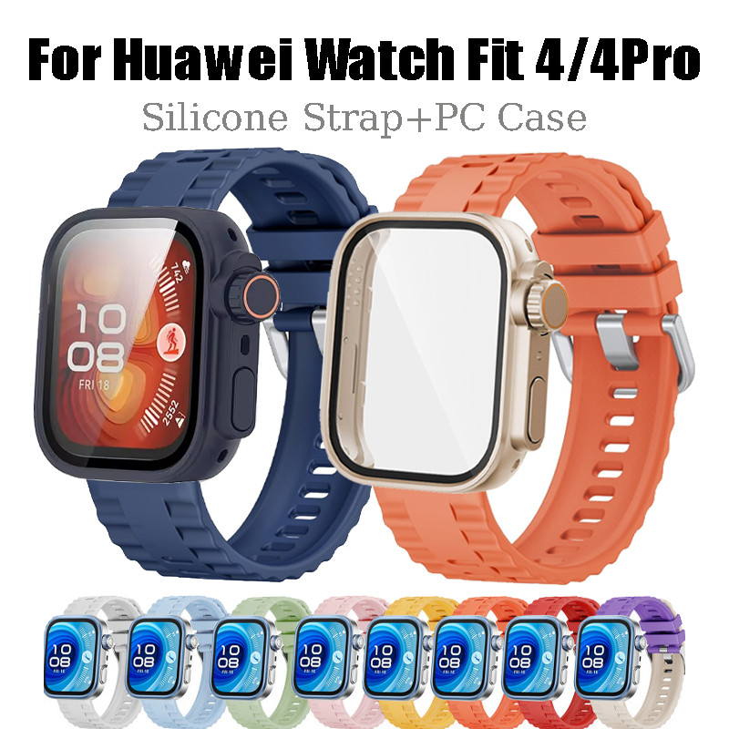Dây đeo silicon + Vỏ PC cho huawei Watch fit 4 pro Dây đeo thể thao có ...
