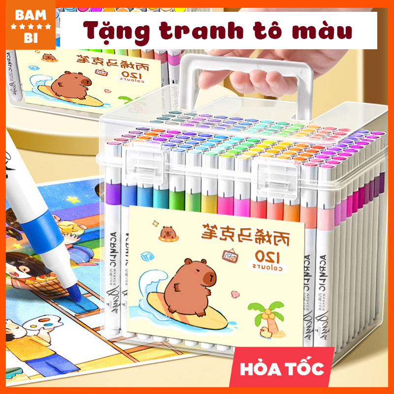 Bút màu Acrylic Marker bút lông màu bút dạ chống nước kèm hộp nhựa ...