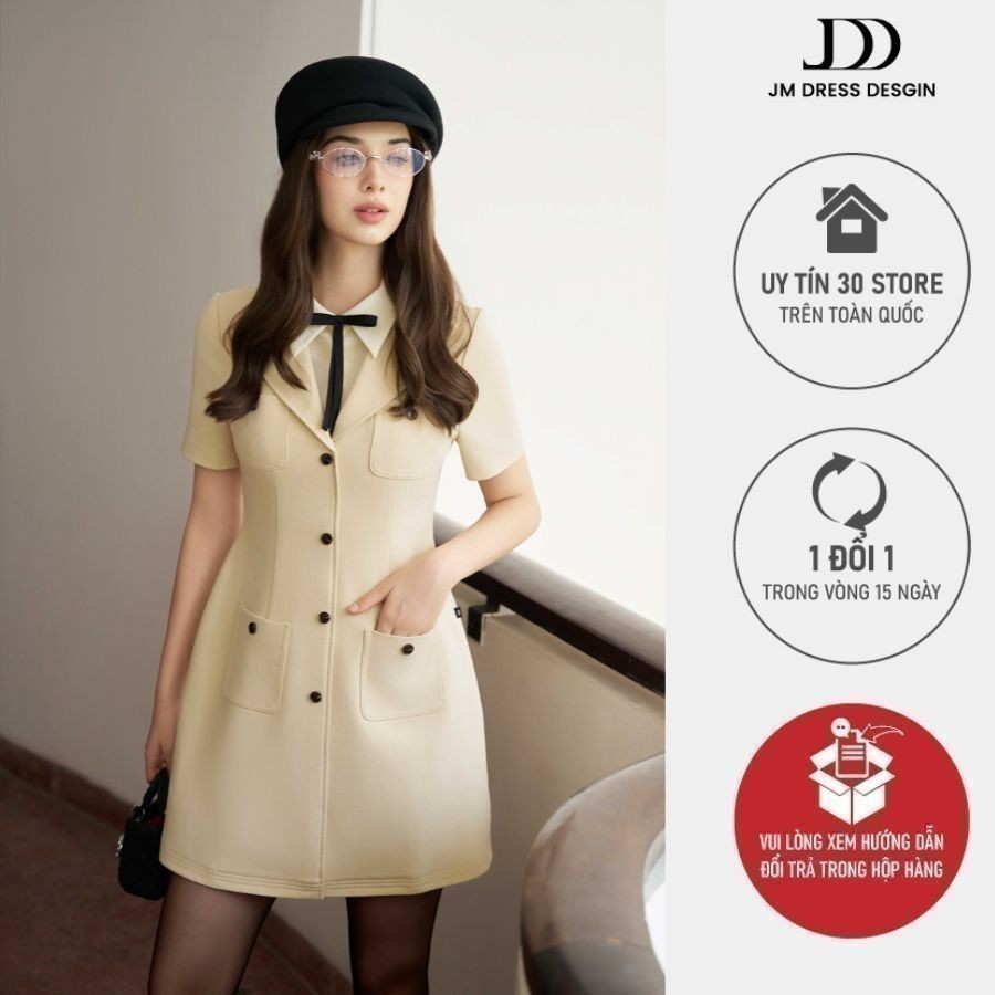 Đầm dáng A cổ bẻ phối cổ đức 1F16.2410K thiết kế bởi JM Dress Design | Shopee Việt Nam
