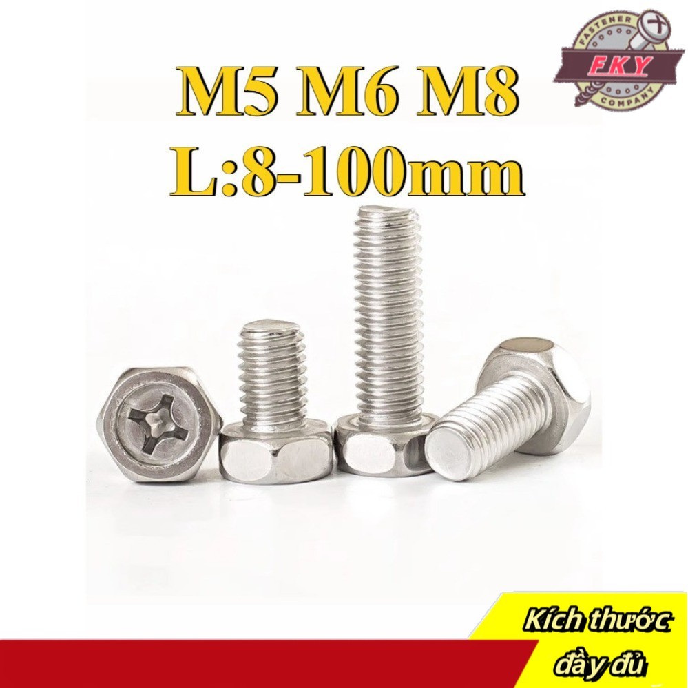 Bulong lục giác ngoài inox 304, ốc inox lục giác ngoài M5 / M6 / M8 * L8-100mm (FKY-RM-VN-y ...