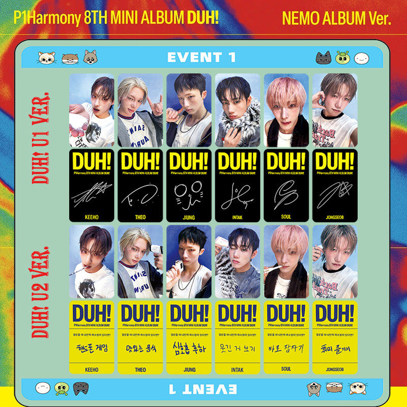 6 chiếc P1HARMONY DUH! Album Mini thứ 8 Photocards SW KTOWN4U ÂM NHẠC ...