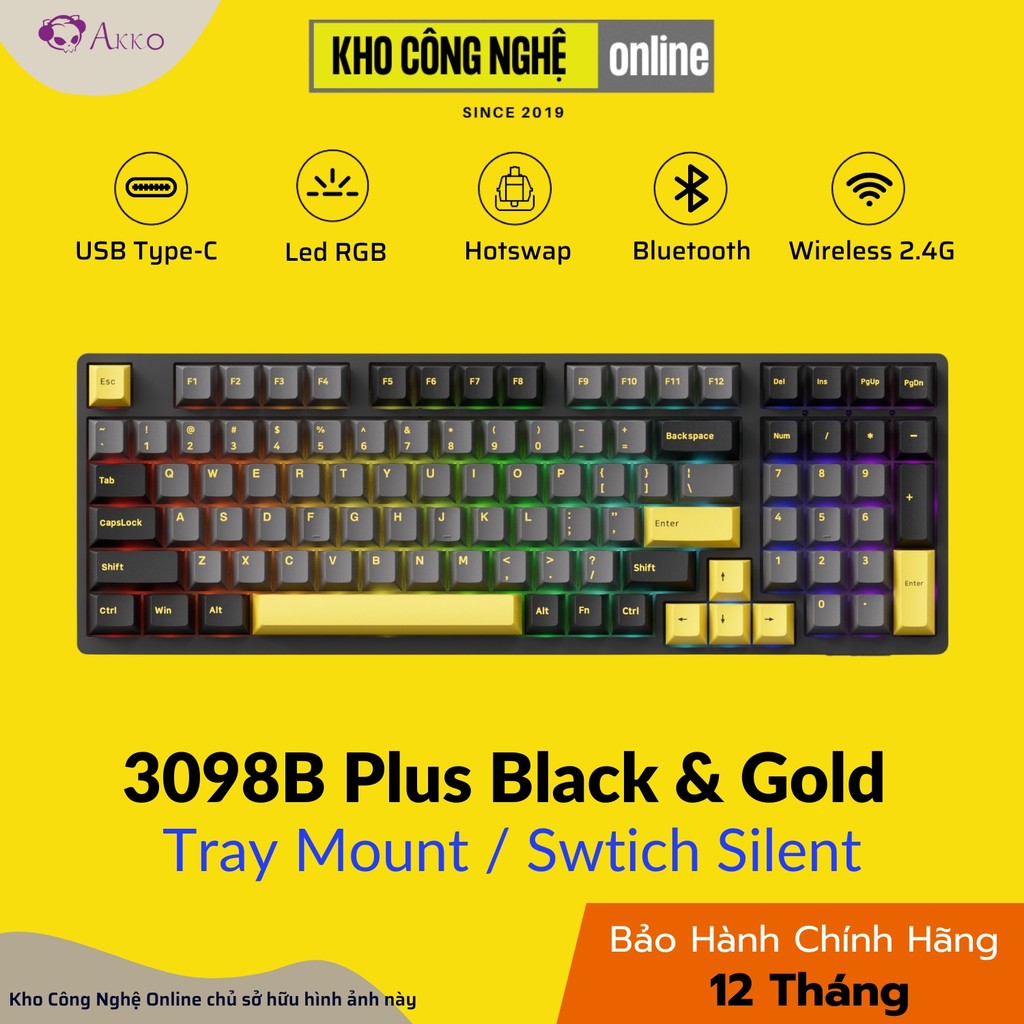 Bàn Phím cơ AKKO 3098B Plus Black & Gold (Multi-modes / Led RGB ...