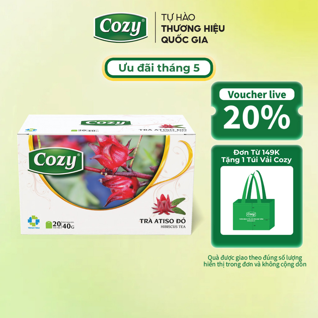 Trà Cozy hoa atiso đỏ túi lọc trà hibicus trà hoa bụp giấm vị chua dịu ...