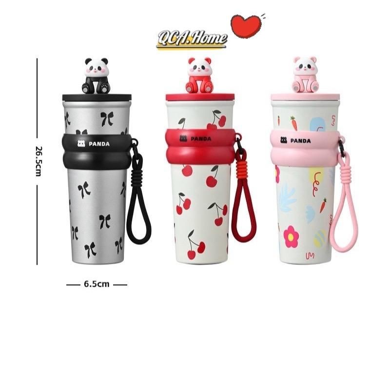Ly giữ nhiệt Panda 700ml, cốc giữ nhiệt cao cấp có ống hút chất liệu inox 304 giữ nhiệt 8 - 12 ...