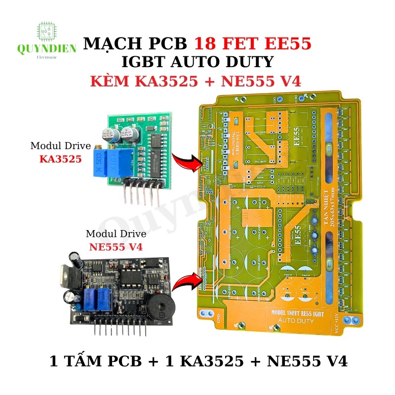 Mạch PCB 18 FET EE55 IGBT Auto Duty Kèm KA3525 Dao Động 6 Chân + Mạch ...
