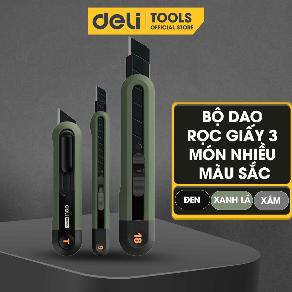 (Bộ 3 cây) Dao rọc giấy Deli HT4003 Cao Cấp Chính hãng - Thiết kế nhỏ ...