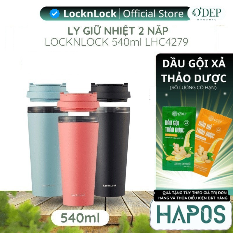 Ly giữ nhiệt LocknLock 540ml Chính hãng, có 2 nắp thay đổi, giữ nóng ...