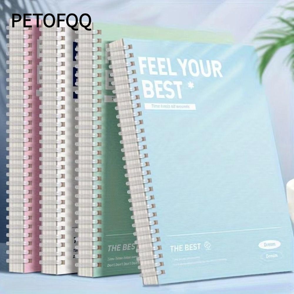 PETOFQ 60 Tờ / Sách Sổ Tay Xoắn Ốc, Màu Ngang Đường Bên Trong Notepad, Dày A5 Trang Đục Lỗ Nhật ...