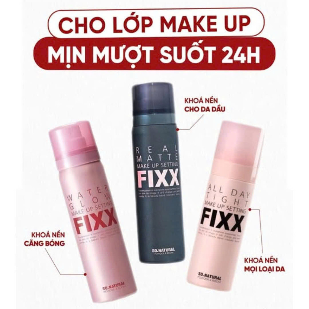 Xịt Khóa Makeup Fixx So Natural Từng Loại Da AllDay Tight - Real Matte ...