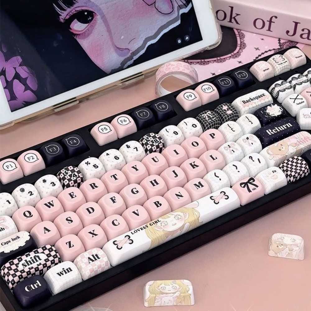 Sweetheart Girl Keycaps MOA Profile DYE-SUB Keycaps màu hồng dễ thương ...