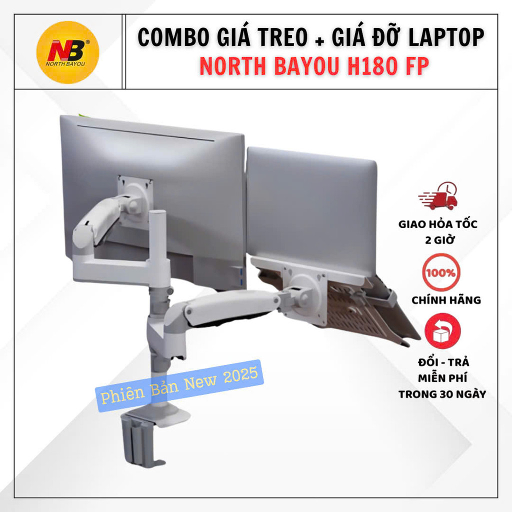 COMBO Giá Treo Màn Hình + Giá Đỡ Laptop H180 + FP2 ( 17 - 27 inch ...