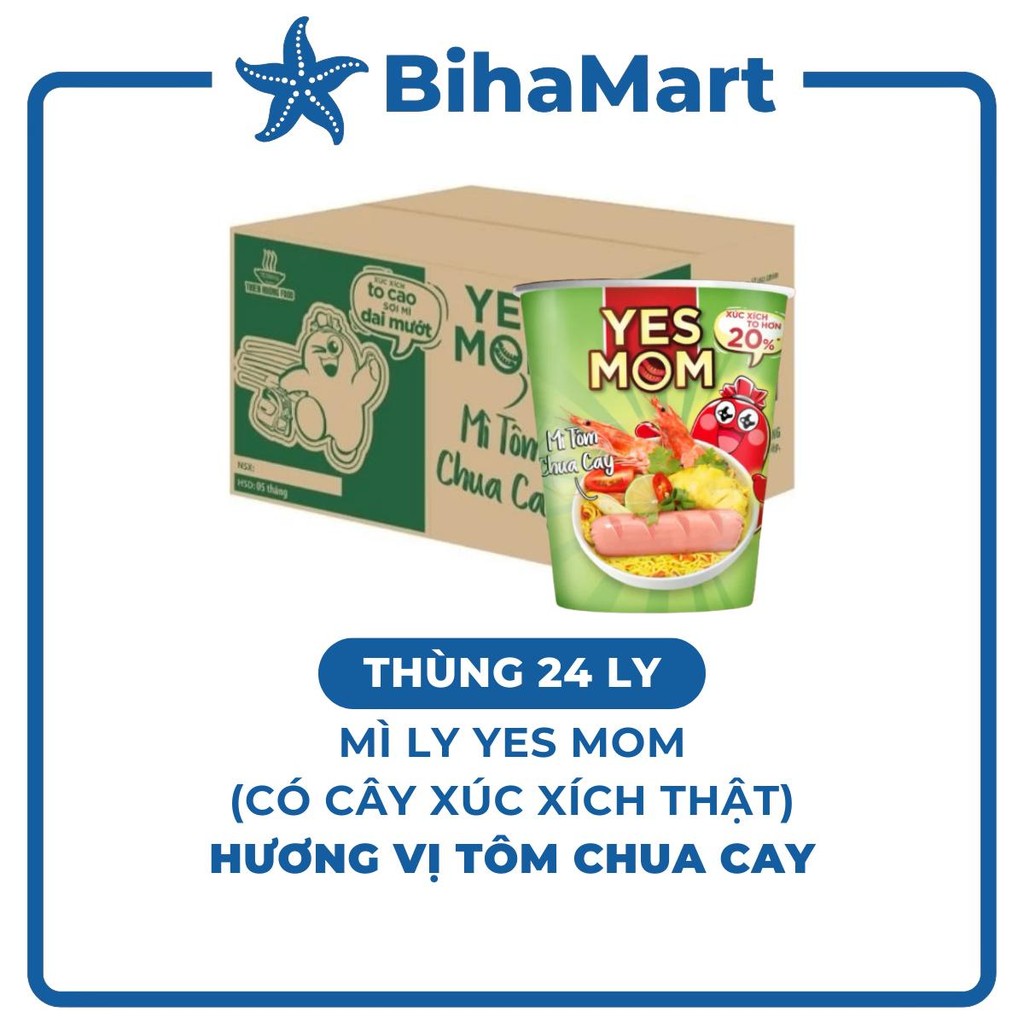 THÙNG24LY-THIEN HUONG FOOD- Mì ly Yes Mom (có cây xúc xích thật) hương ...