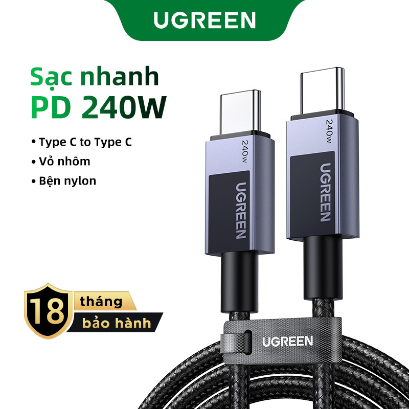 Ugreen 240W PD3.1 Type C sang Type C 480Mbps Cáp sạc nhanh bện USB C cho Macbook, iPhone 15 Pro ...