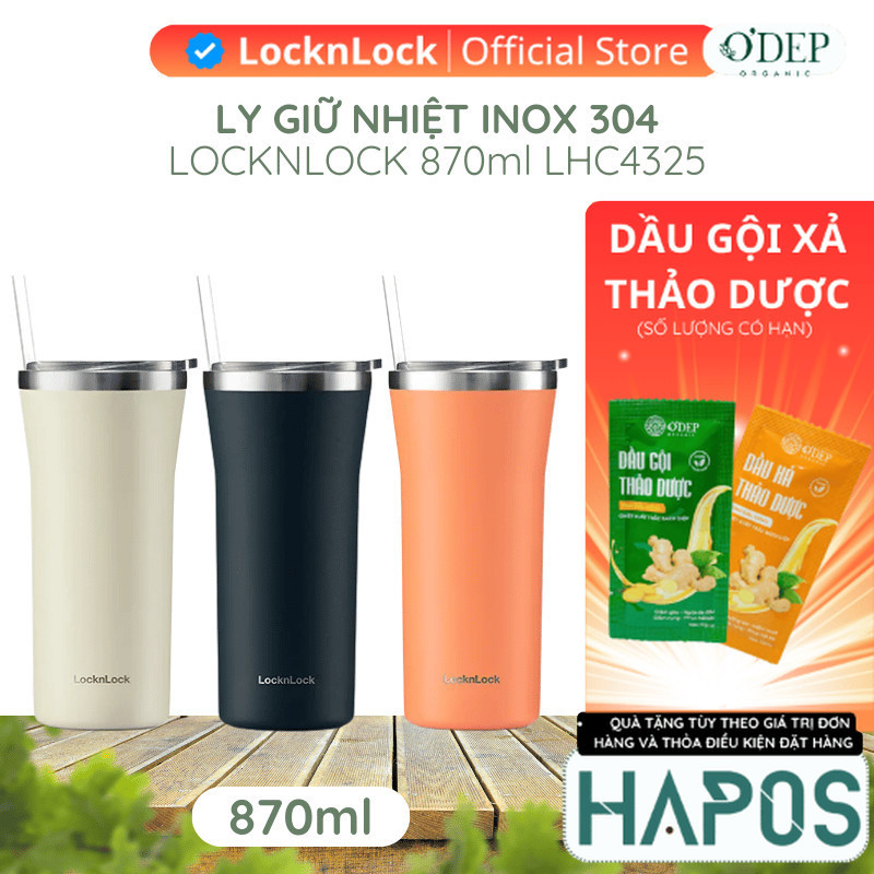 Ly giữ nhiệt 870ml LocknLock inox 304 màu ngà LHC4325IVY - HAPOS ...