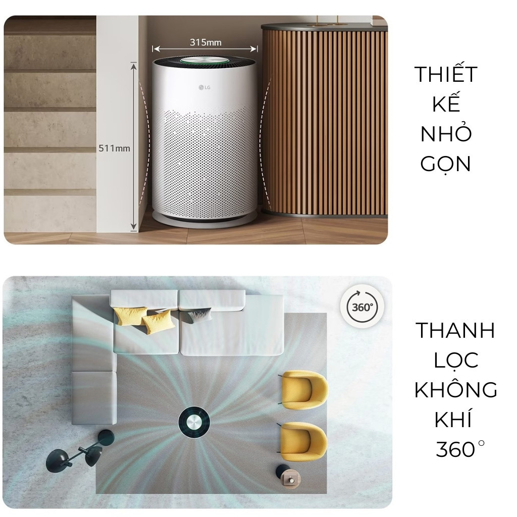 Máy lọc không khí LG PuriCare 360 Hit AS60GHWG0 60m2 - lọc bụi mịn 360 ...