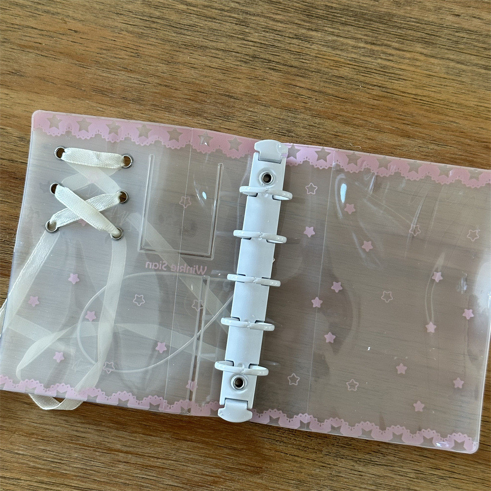 Ins Hồng Ren Ruy Băng m5 Rời Lá Sổ Tay Sổ Tay Cao Su Mềm pvc Dây Đeo Nhật Ký Thẻ Sách Thẻ Cô Gái ...