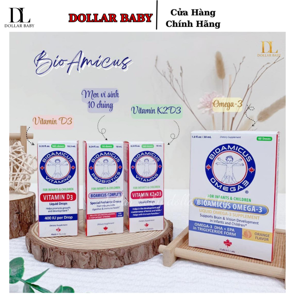 Bộ Ba Bioamicus - Men 10 Chủng, Vitamin D3K2, Dha Omega-3 Hỗ Trợ Toàn ...