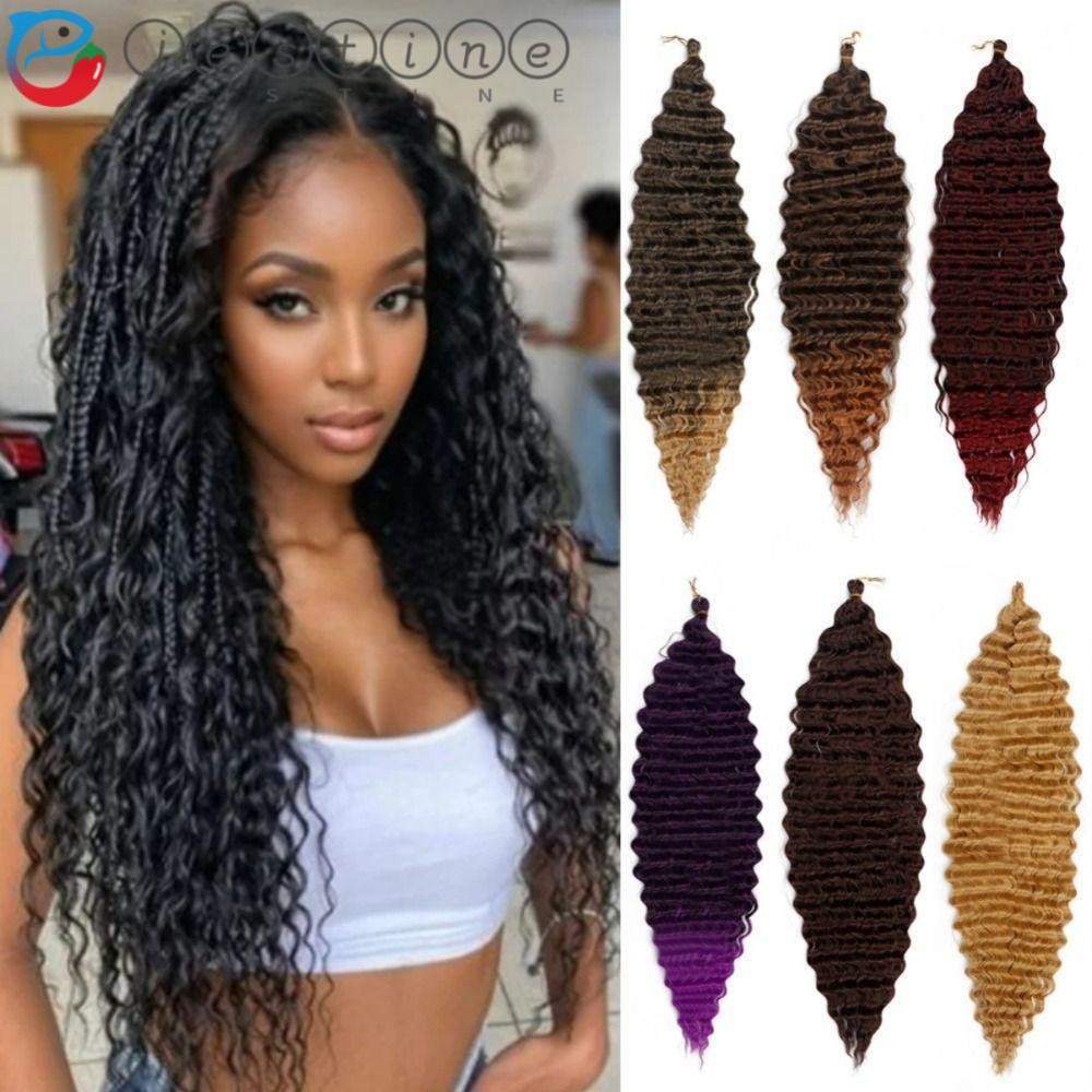 JESTINE Passion Twist Braiding Hair Extension, Tổng hợp Ombre Deep Wave ...