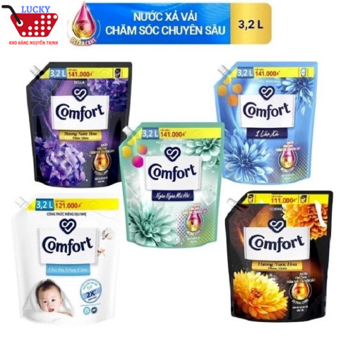 Nước xả vải Comfort 3L/túi Đậm đặc hương ban mai 1 lần xả cho da nhạy ...