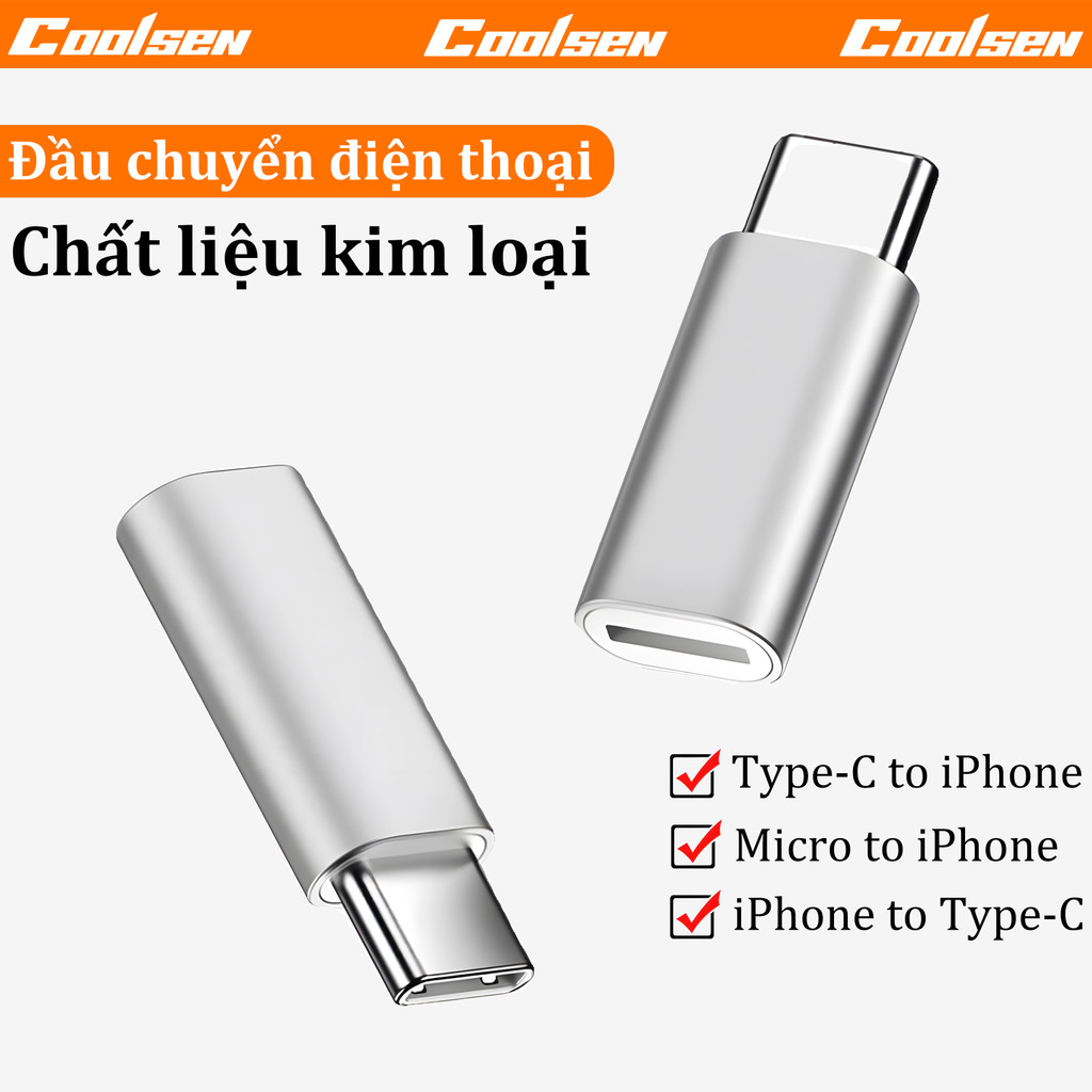 Giao hàng nhanh - Bộ đầu chuyển đổi bộ sạc điện thoại Micro USB IOS Type C cho ip 16 15 14 13 12 ...