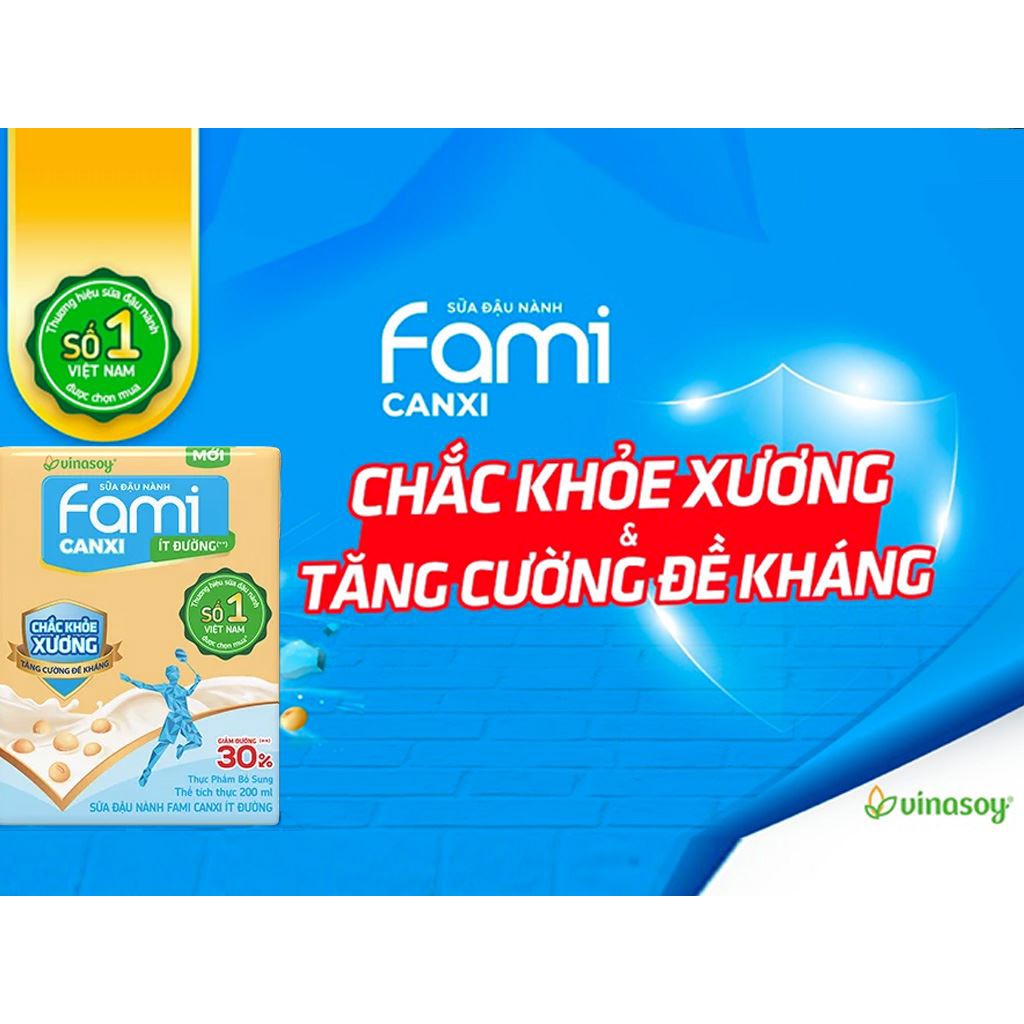 Thùng Sữa Fami Canxi, Nguyên Chất, Ít Đường 36 hộp x 200ml | Shopee ...