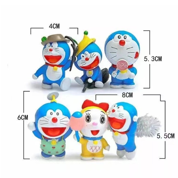 [Rẻ vô địch] Mô Hình 6 Nhân Vật Doraemon, Doraemi 6 Tư Thế Khác Nhau ...