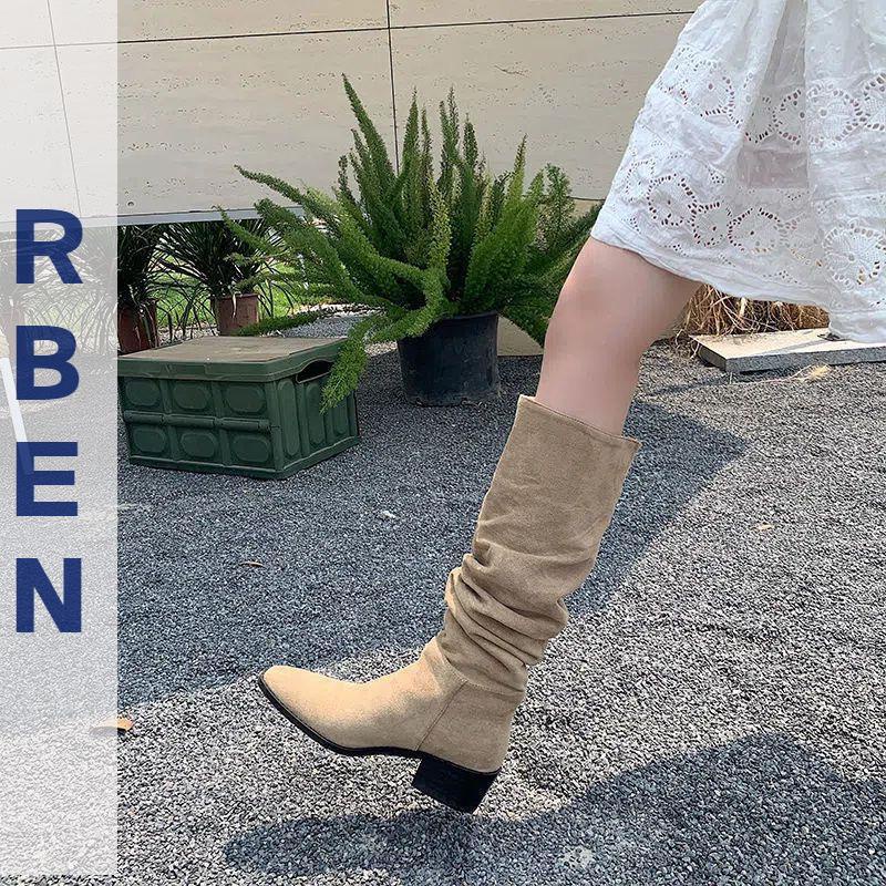 RENBEN Giày bốt cao cổ mỏng thời trang kiểu Anh dành cho nữ bốt xếp li mới | Shopee Việt Nam