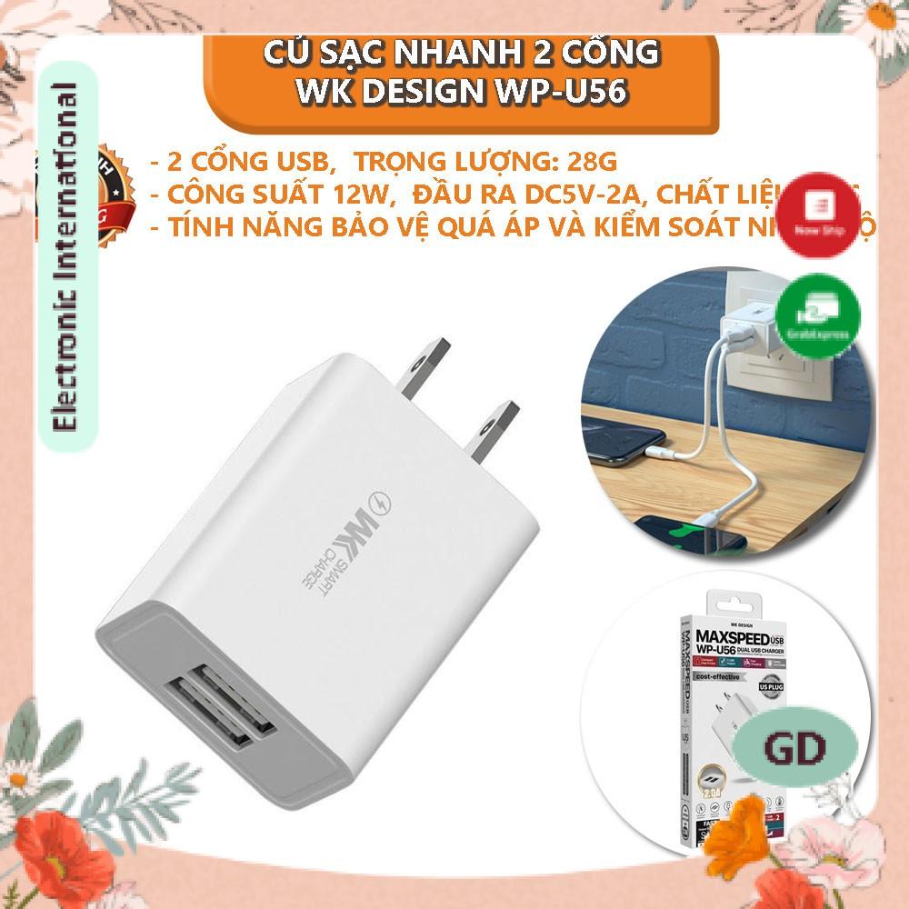 Củ sạc nhanh 2 cổng USB WK DESIGN WP-U56 - Bảo hành 1 tháng | Shopee Việt Nam