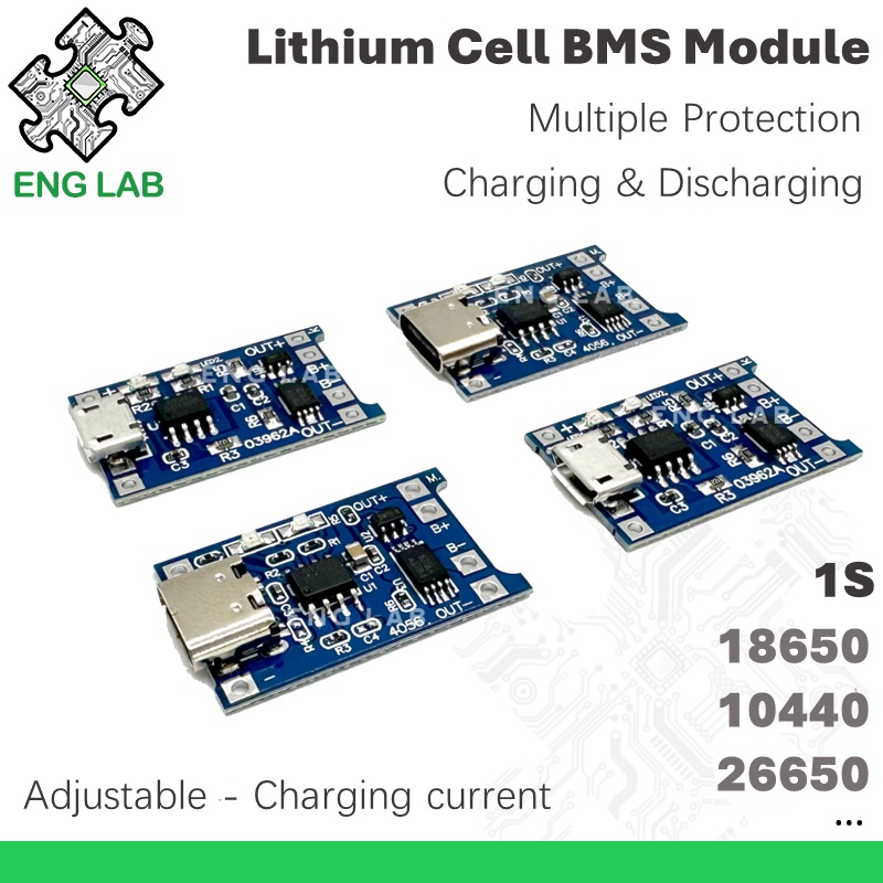ENGLAB★Mô Đun Sạc Pin lithium BMS 1S TP4056 type-C / micro-usb 3a / 1a ...