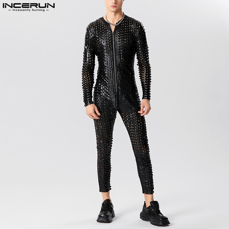 Incerun Jumpsuit Tay Dài Dáng Ôm Khoét Lỗ Cá Tính Cho Nam | Shopee Việt Nam