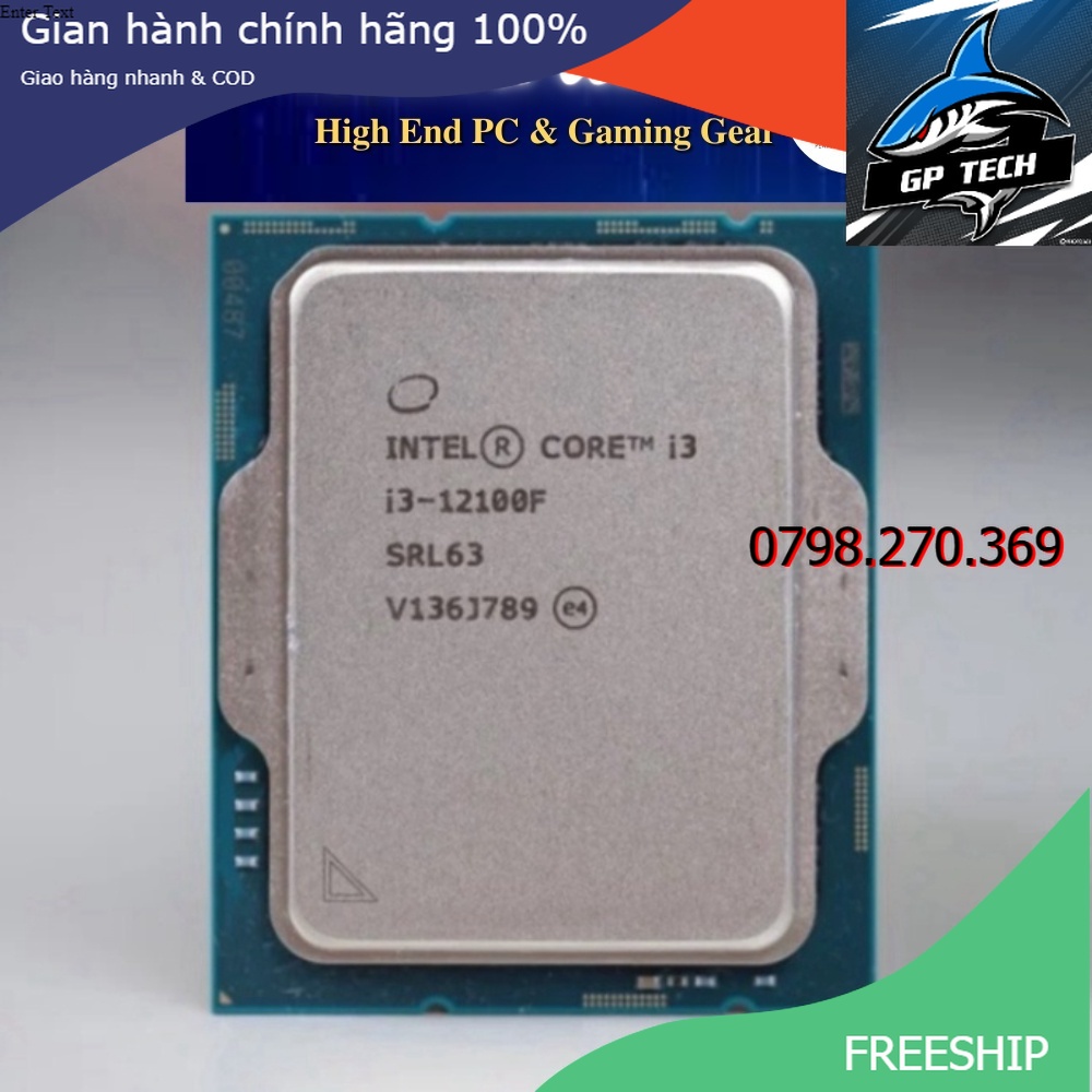 CPU Intel Core i3 12100F 3.3GHz (Socket 1700, 4 nhân 8 luồng 12Mb) TRAY ...