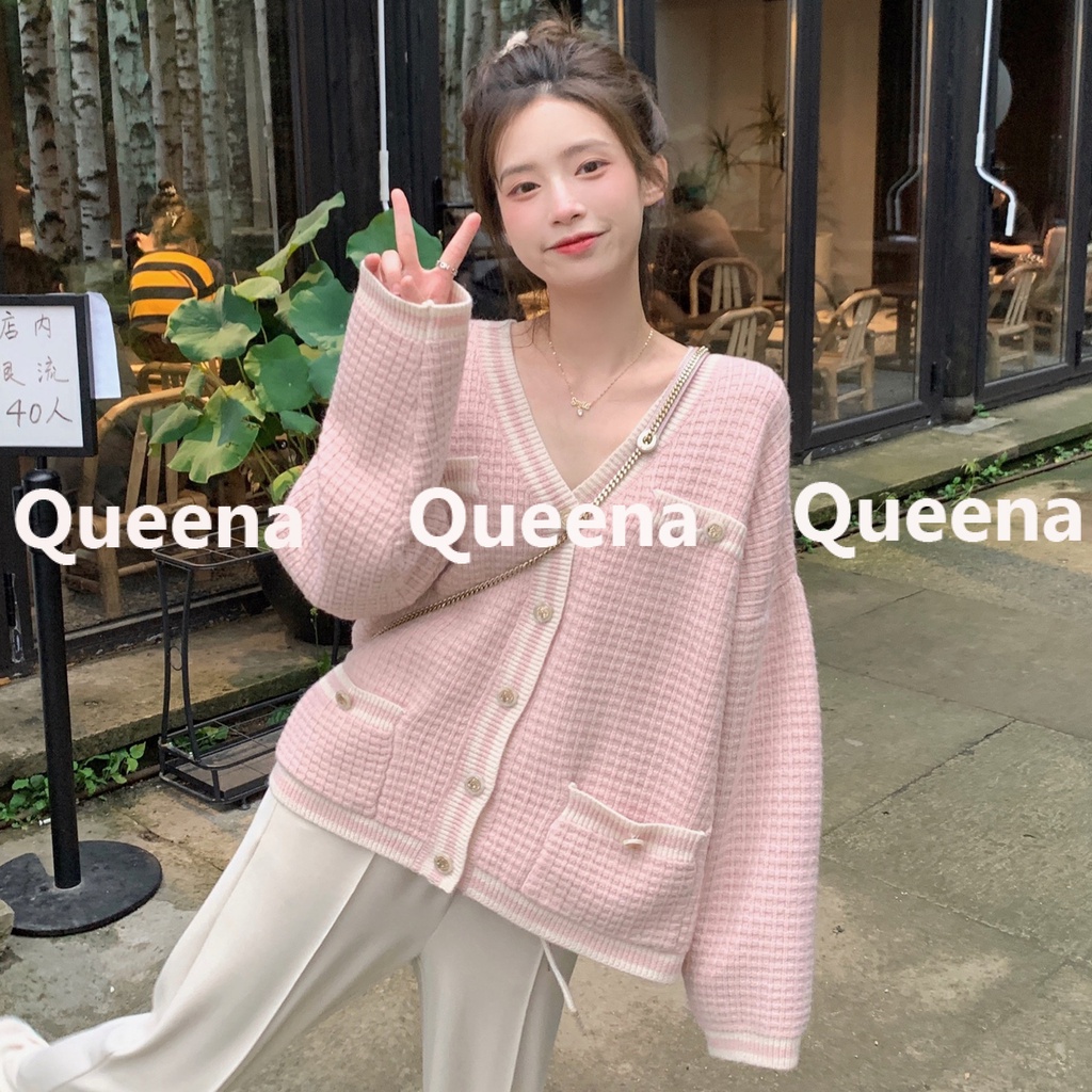 Queena Áo Len áo khoác cardigan áo cardigan Thời trang hàn quốc High quality Beautiful Korean ...