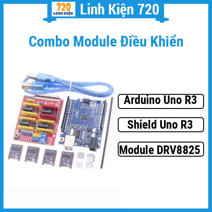 COMBO MODULE UNOR3 + SHIEL ARDUINO UNO R3+ 4 MODULE DRV8825 | Shopee Việt Nam