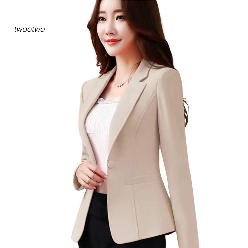 (twt) Áo Khoác blazer Tay Dài Màu Trơn Cài Một Hàng Nút Ôm Dáng Thời ...