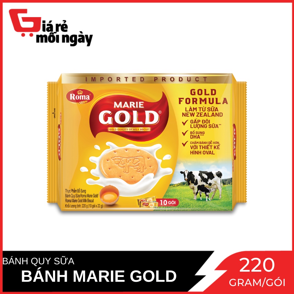 Bánh Quy Sữa Marie Gold Gói 220g (10 Gói x 22g) | Shopee Việt Nam