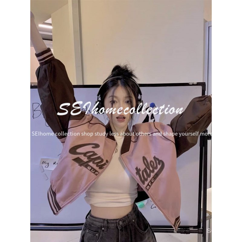 [SEI HOME] chubby girl American retro short baseball suit women's fall ...