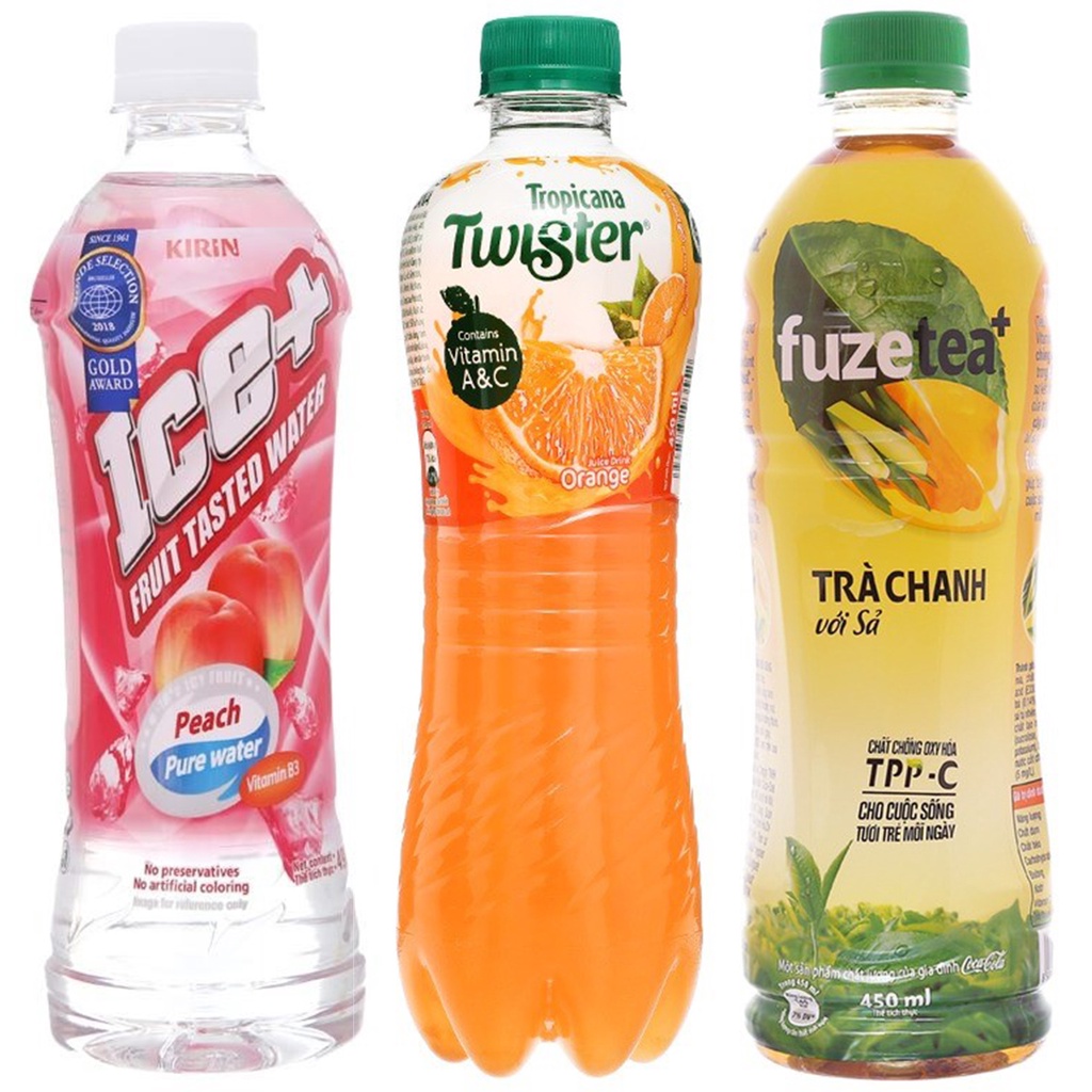 [6 CHAI] Nước ngọt không ga các loại Cam Ép Twister 450ml/ Trà chanh với sả Fuze Tea 450ml/ Nước ...