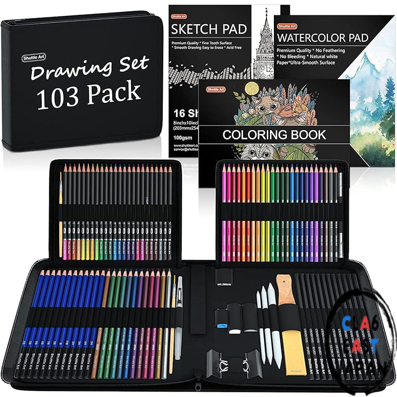 Shuttle Art Portable Sketch Pencil Set - 37-Piece Drawing Tool Kit for ...