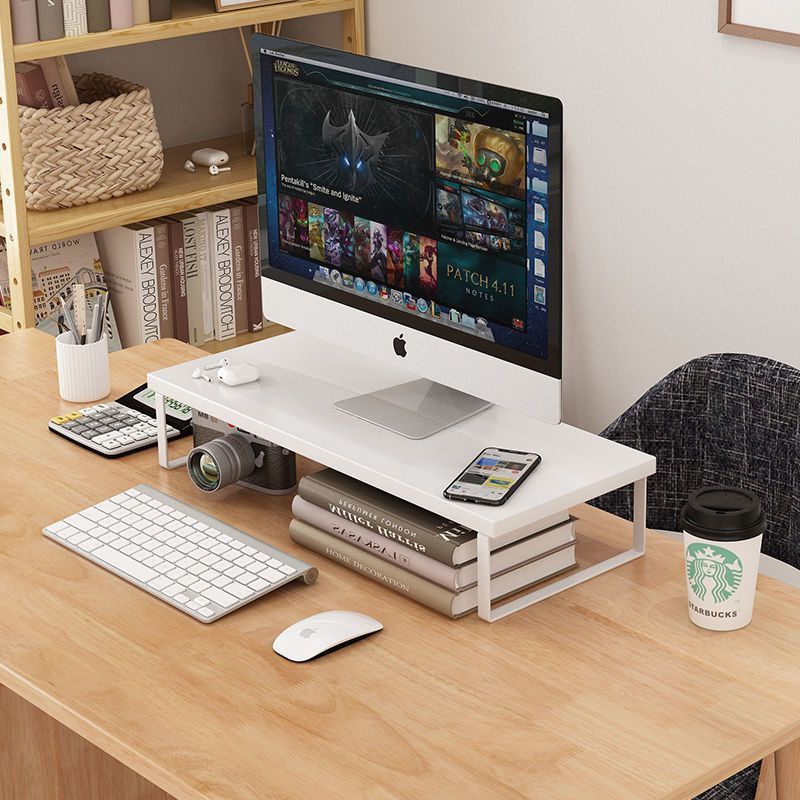 Desktop Simple Bookshelf Computer Monitor Elevated Rack Small Storage ...