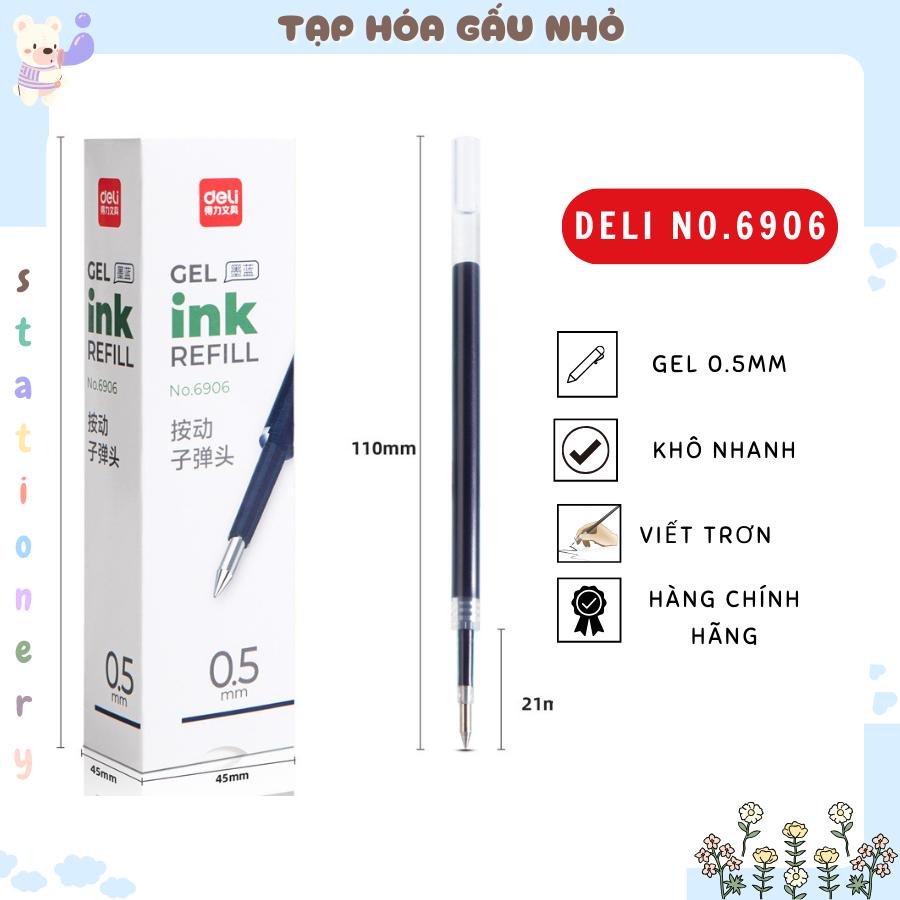 Ngòi bút gel refill DELI No.6906 0.5mm mực xanh, đỏ, đen [taphoagaunho] | Shopee Việt Nam
